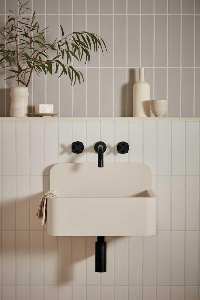 Oskar Rectangular Concrete Basin With Backsplash - Freestanding - Linen ...